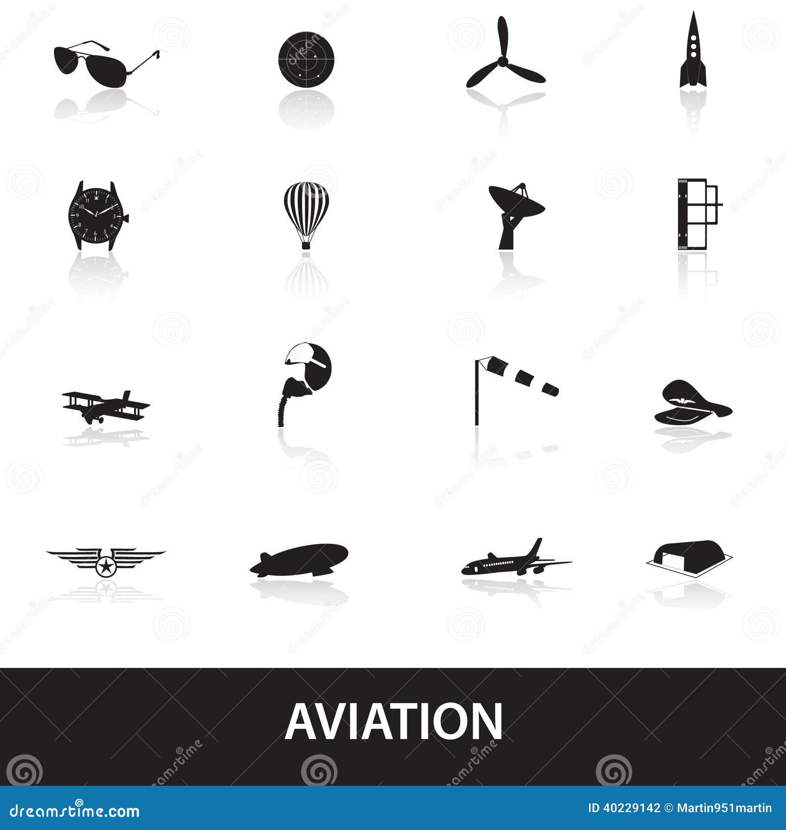 Aviation icons set eps10 stock vector. Illustration of design - 40229142