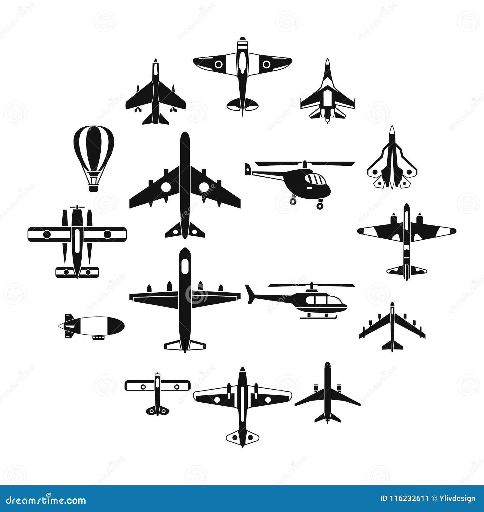Aviation Icons Set, Simple Style Stock Vector - Illustration of ...