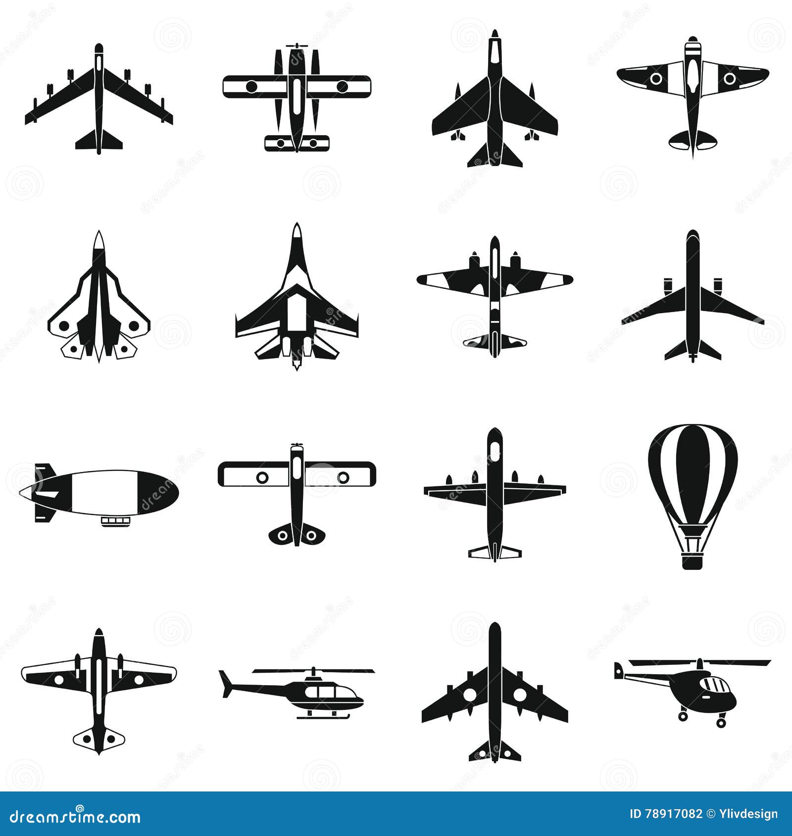 Aviation Icons Set, Simple Style Stock Vector - Illustration of design ...