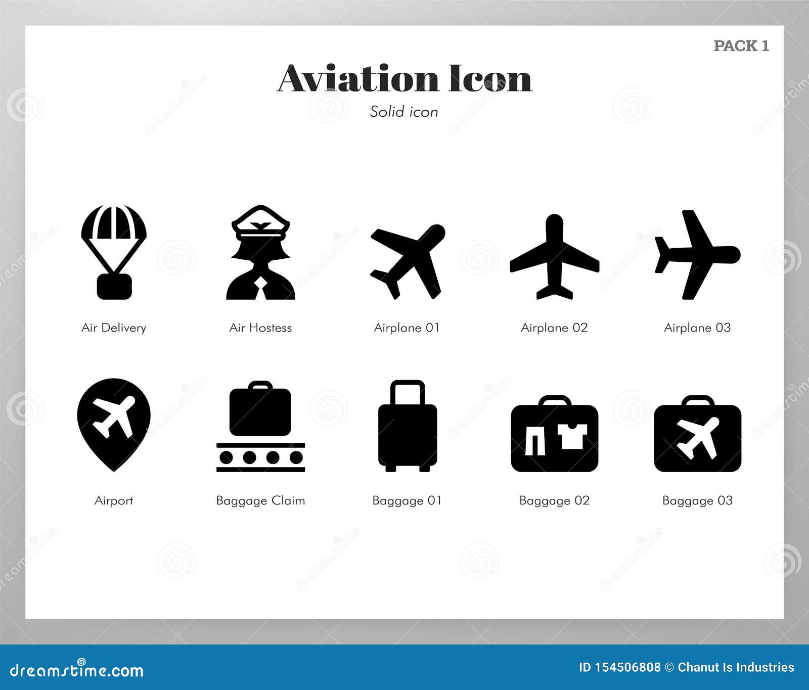 Aviation icons Solid pack stock vector. Illustration of aircraft ...