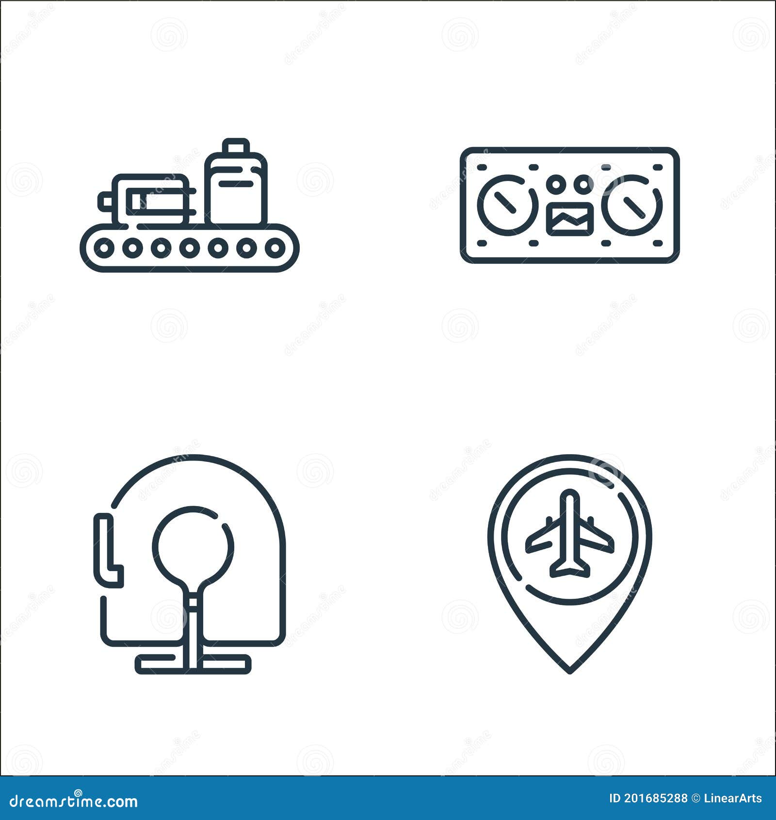 Aviation Line Icons. Linear Set Stock Vector - Illustration of secure ...