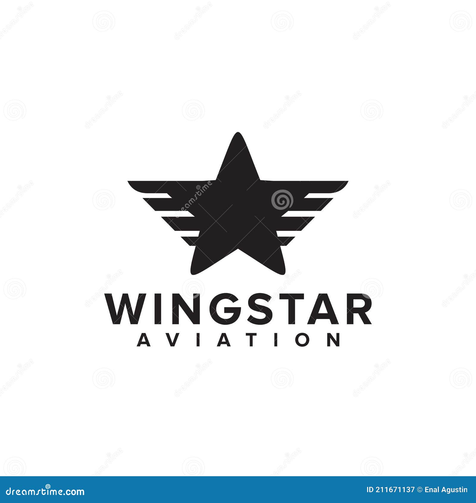 Aviation Logo with Combining Star and Wings Design Stock Vector ...
