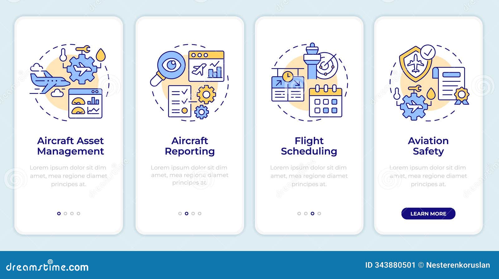 Aviation Management Onboarding Mobile App Screen Stock Vector ...
