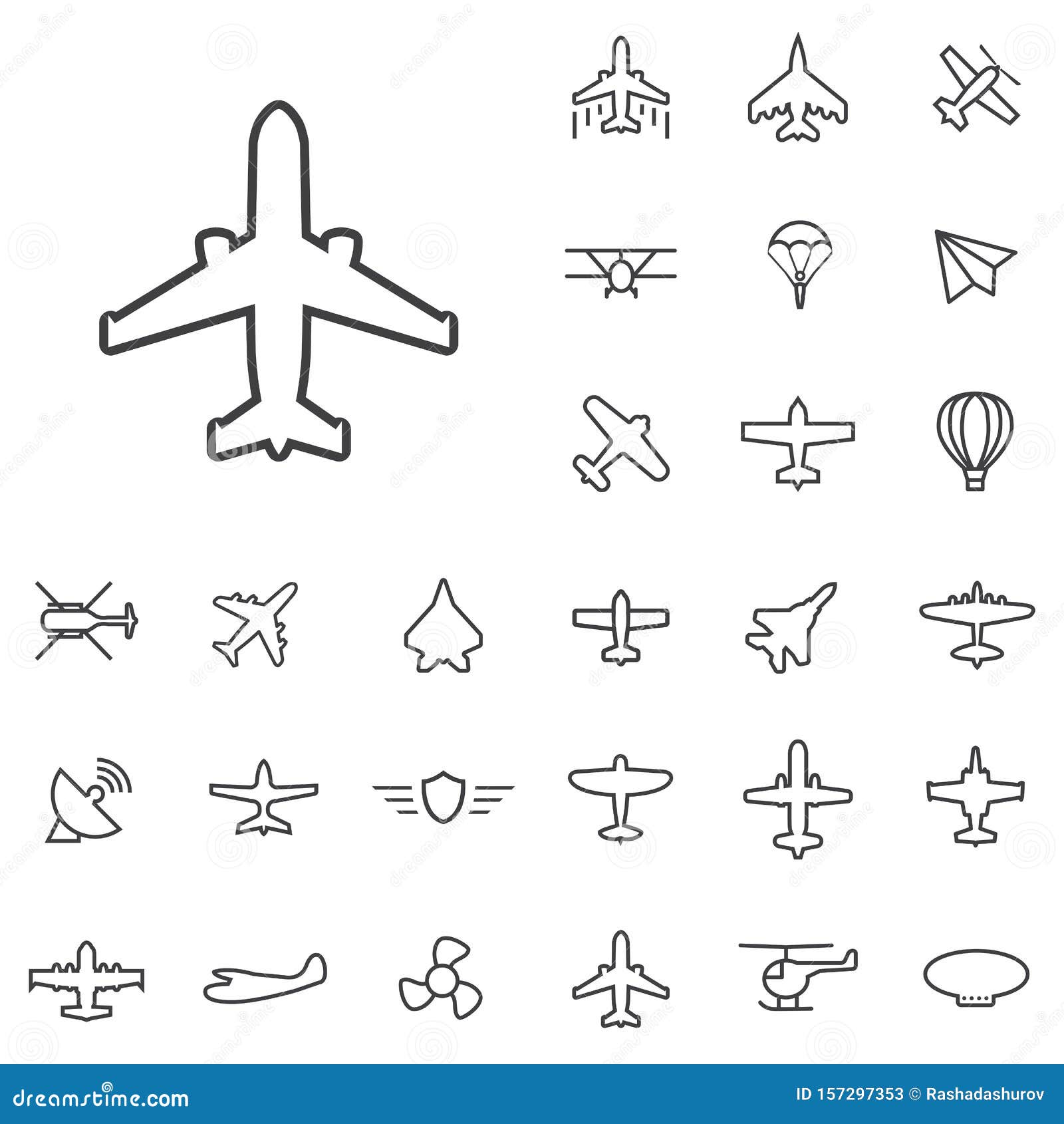Aviation Outline, Thin, Flat, Digital Stock Vector - Illustration of ...