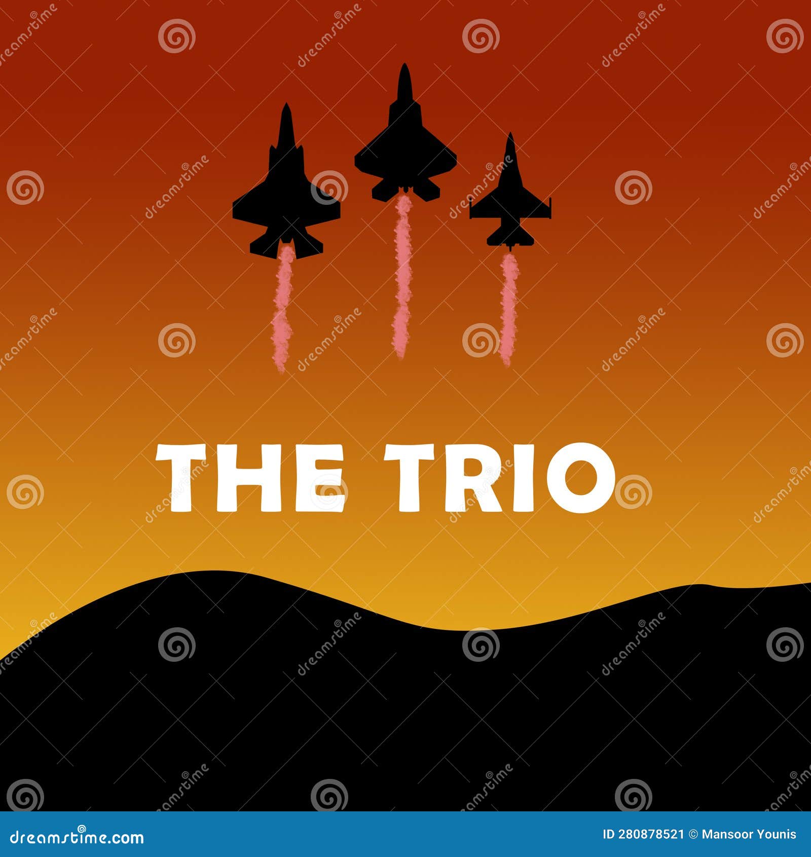 Aviation Poster, F-16 F-35 F-22, Text THE TRIO Royalty-Free Stock ...