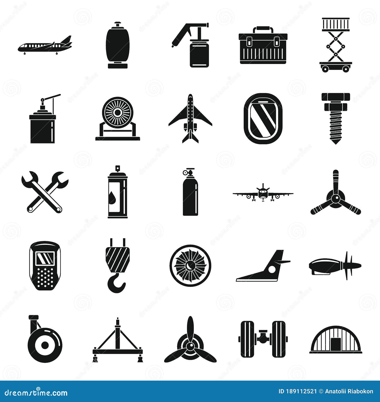 Aviation Repair Icons Set, Simple Style Stock Vector - Illustration of ...