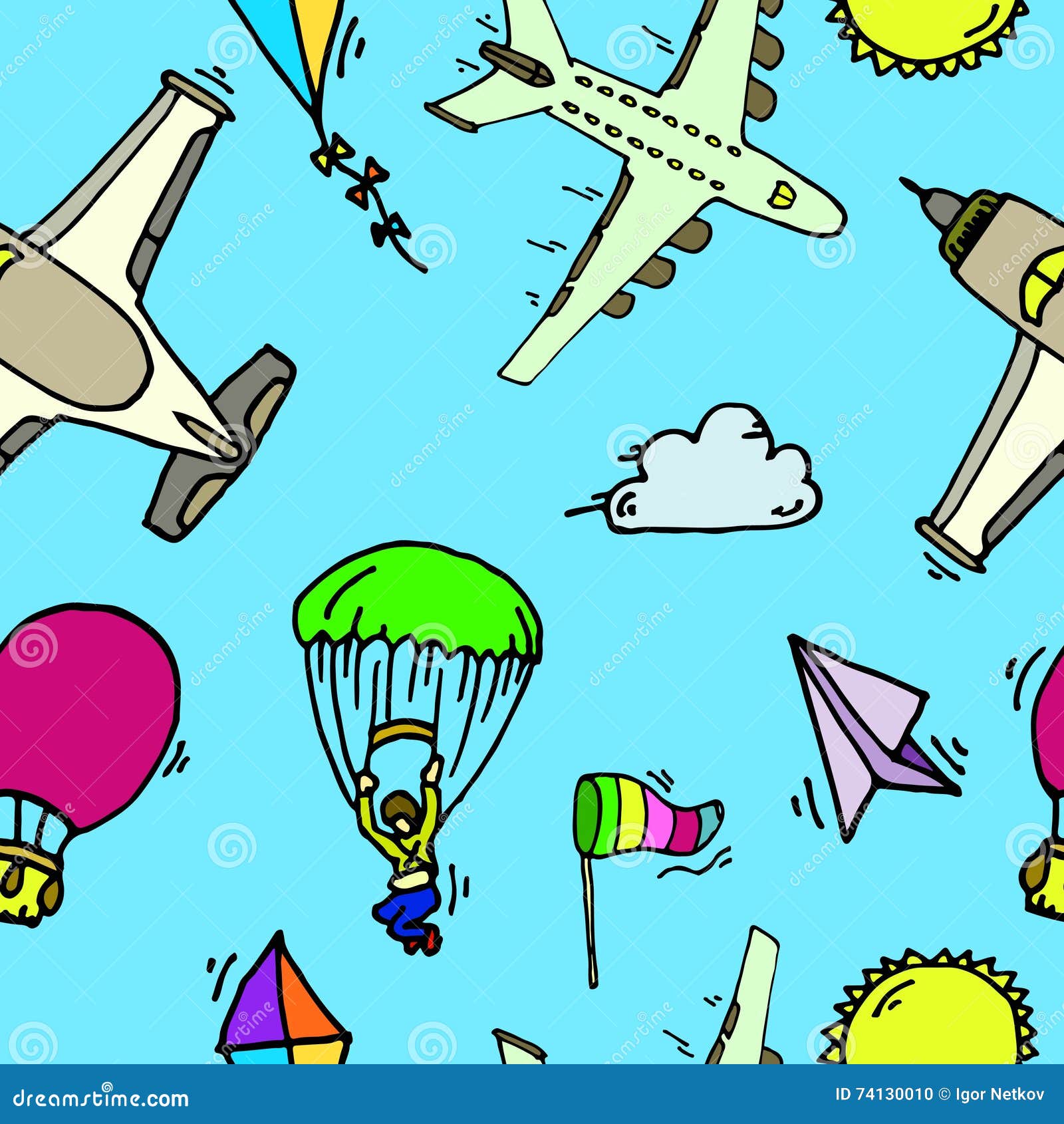 Aviation seamless pattern stock vector. Illustration of aircraft - 74130010