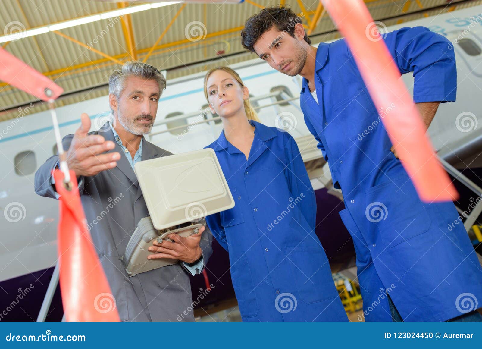 Aviation Students with Instructor Stock Photo - Image of attentive ...