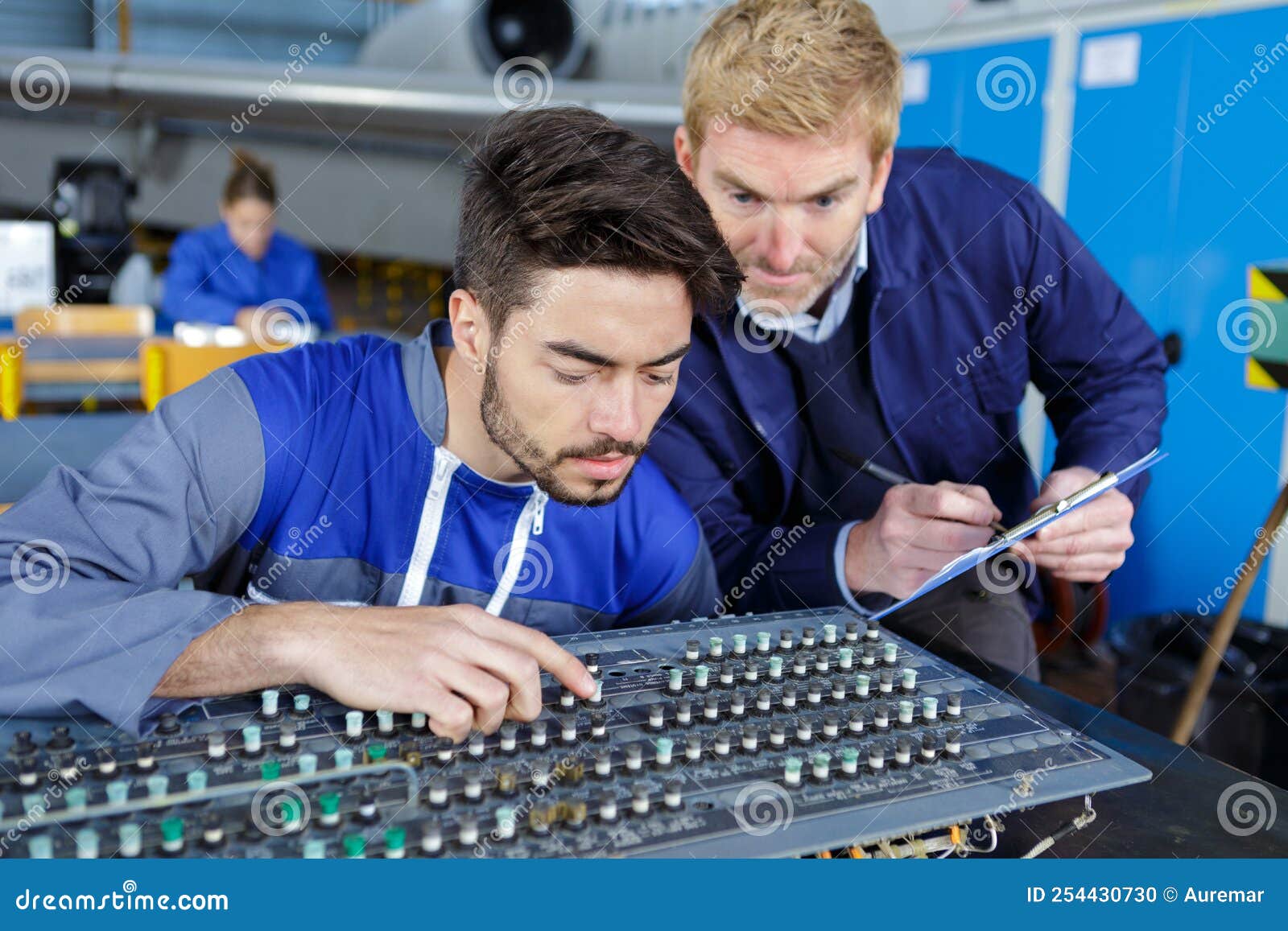 Aviation Technician Working on Instrument Panel Stock Photo - Image of ...