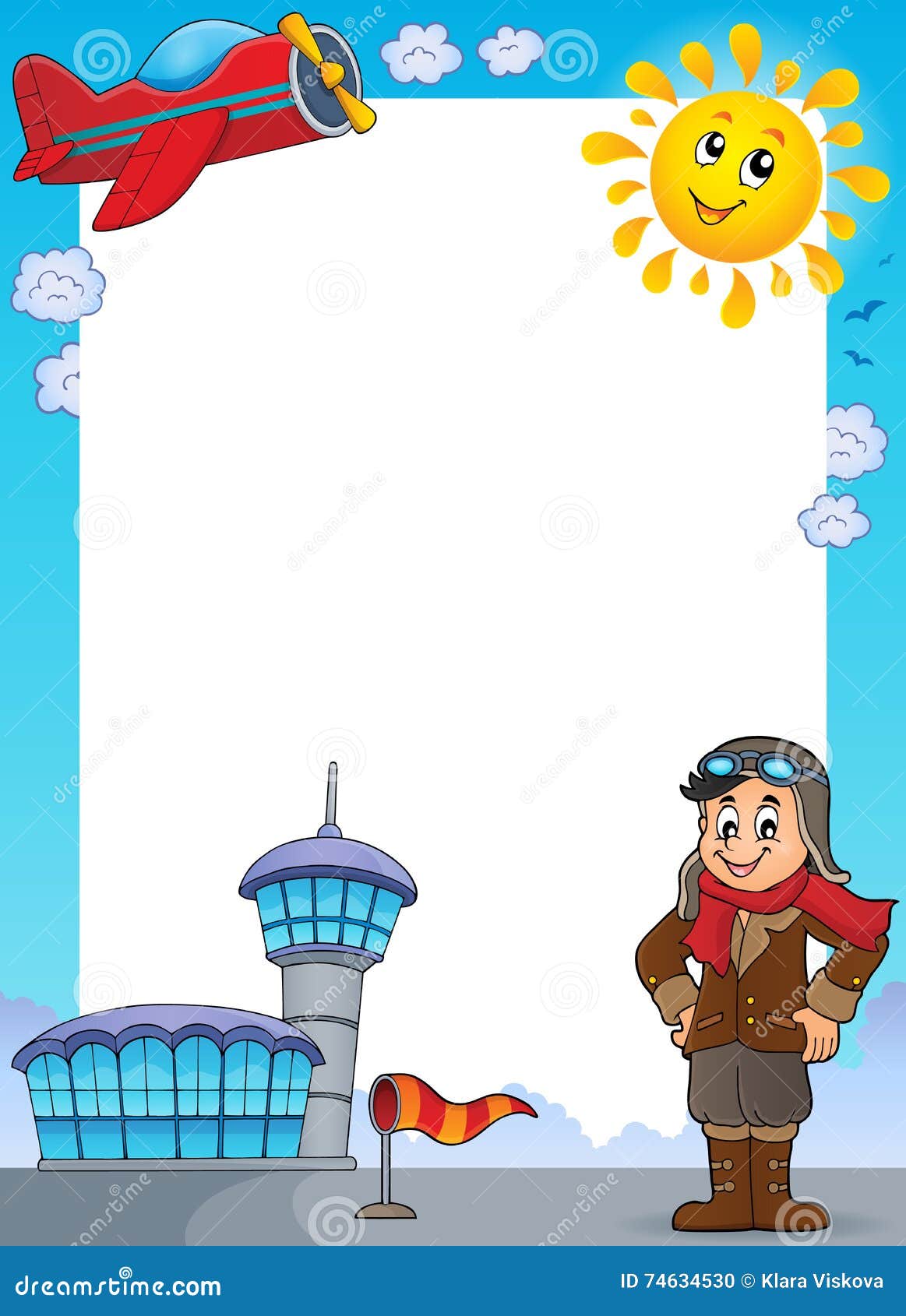 Aviation thematic frame 1 stock vector. Illustration of flight - 74634530