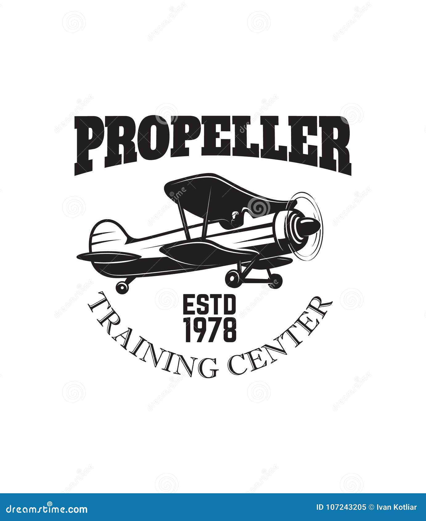 Aviation Training Center Emblem Template With Retro Airplane. Design ... Aviation Training Center Emblem Template With Retro Airplane. Design ...
