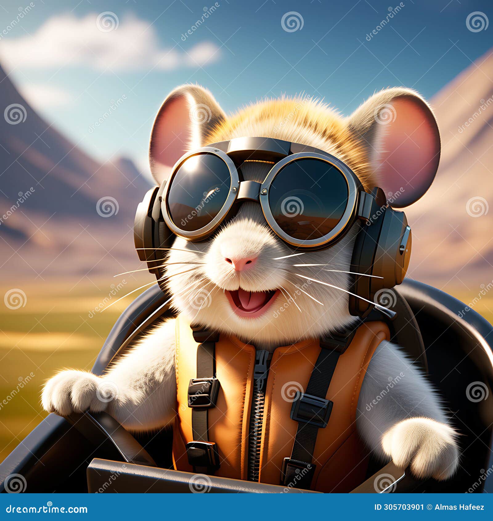 Aviator Adventures: a Cute Mouse Pilot Wearing Aviator Goggles ...