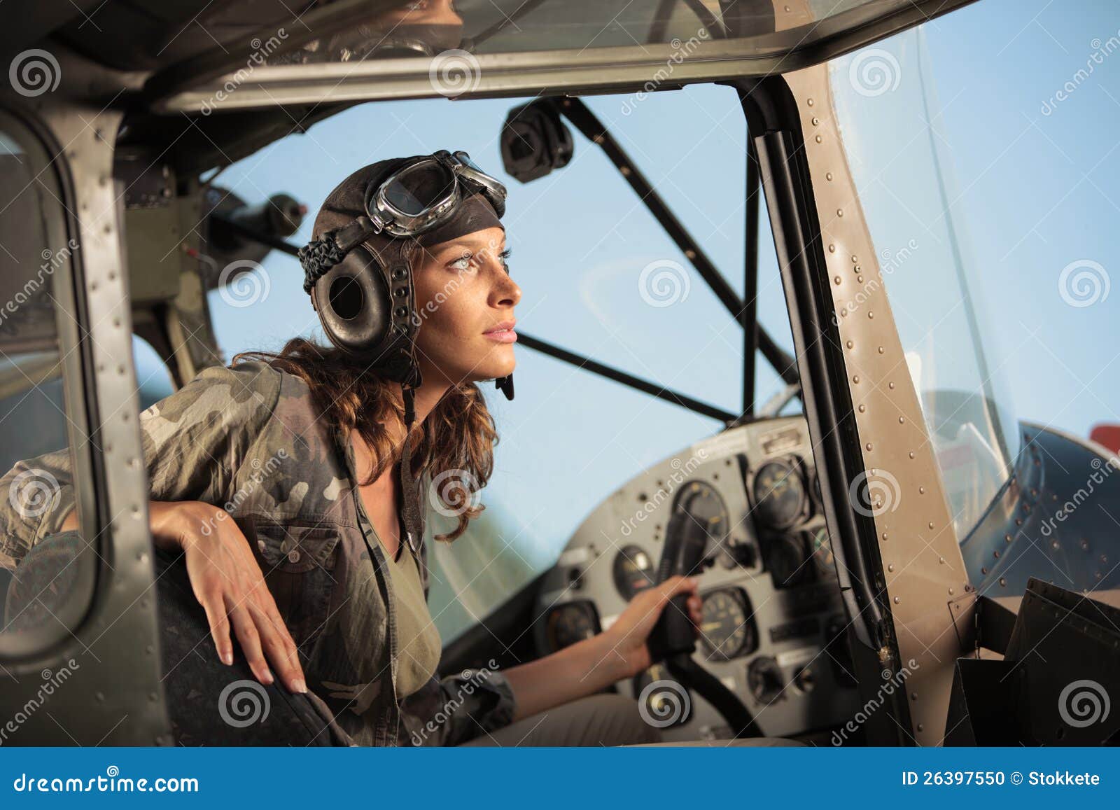 Aviator female stock photo. Image of shirt, nice, face - 26397550