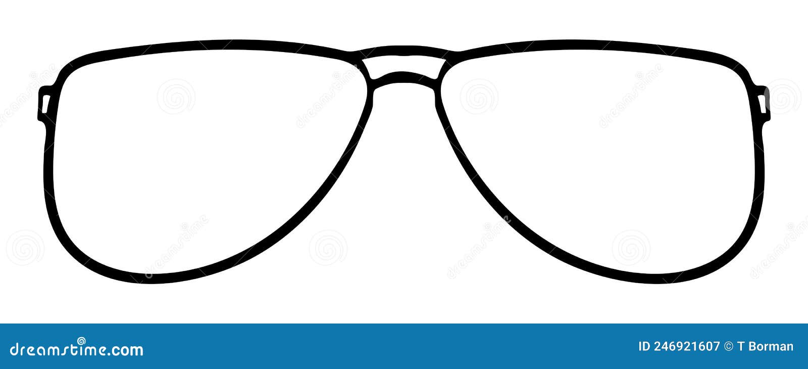 Aviator Glasses Isolated Vector Simple Frame Shape Hand Drawn Stock ...