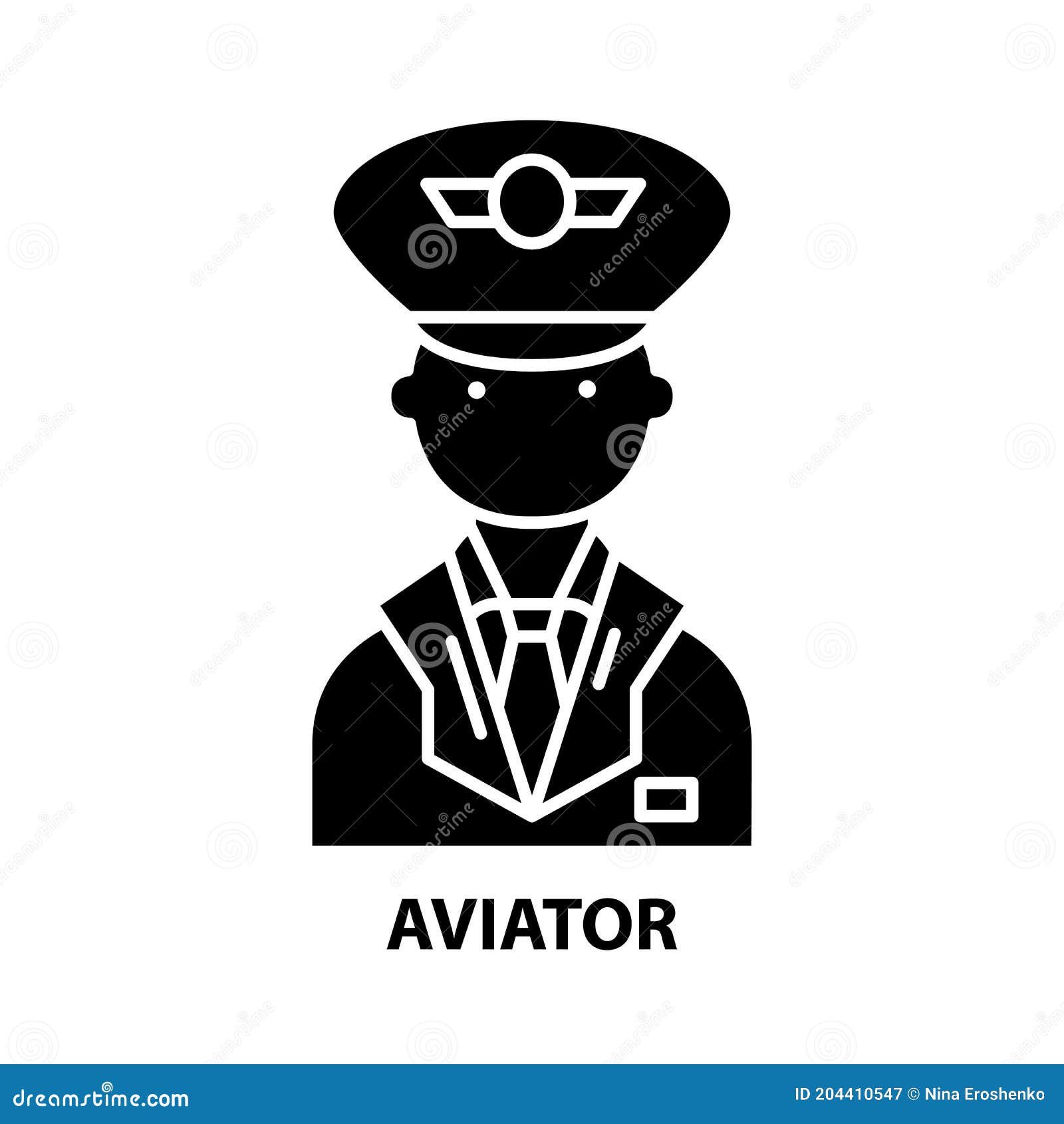 Aviator Icon, Black Vector Sign with Editable Strokes, Concept ...