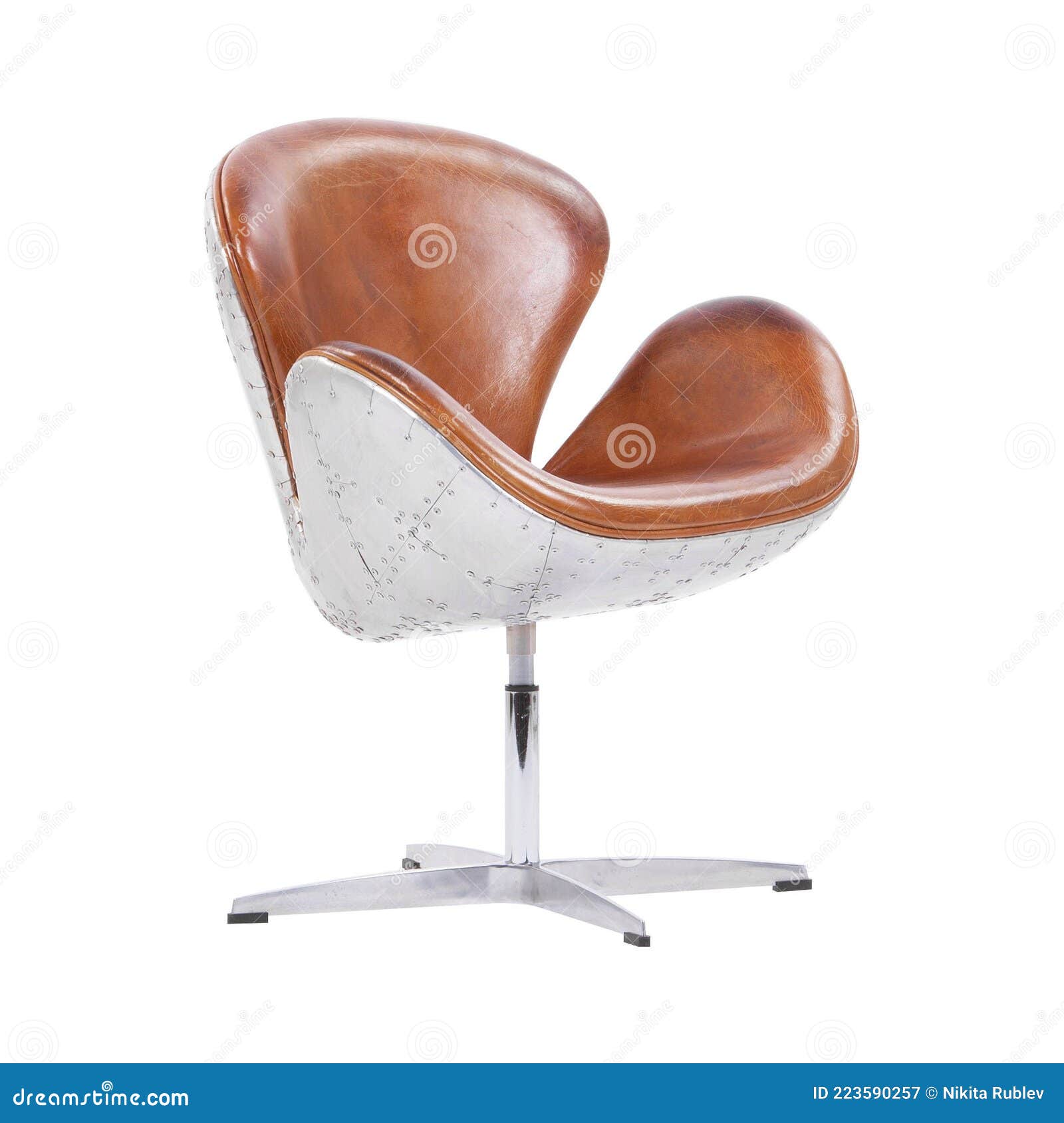 Aviator Leather with Stainless Armchair Isolated on White Stock Image ...