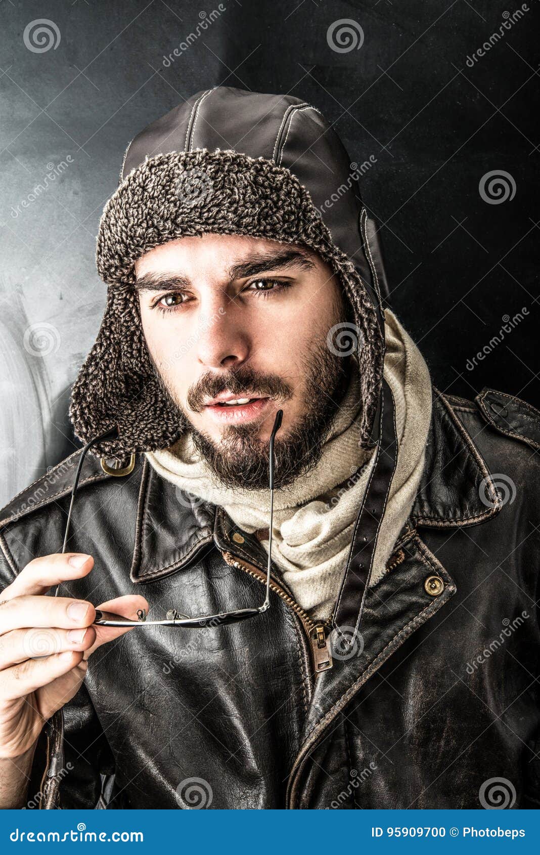 Aviator old stile stock photo. Image of ambition, young - 95909700