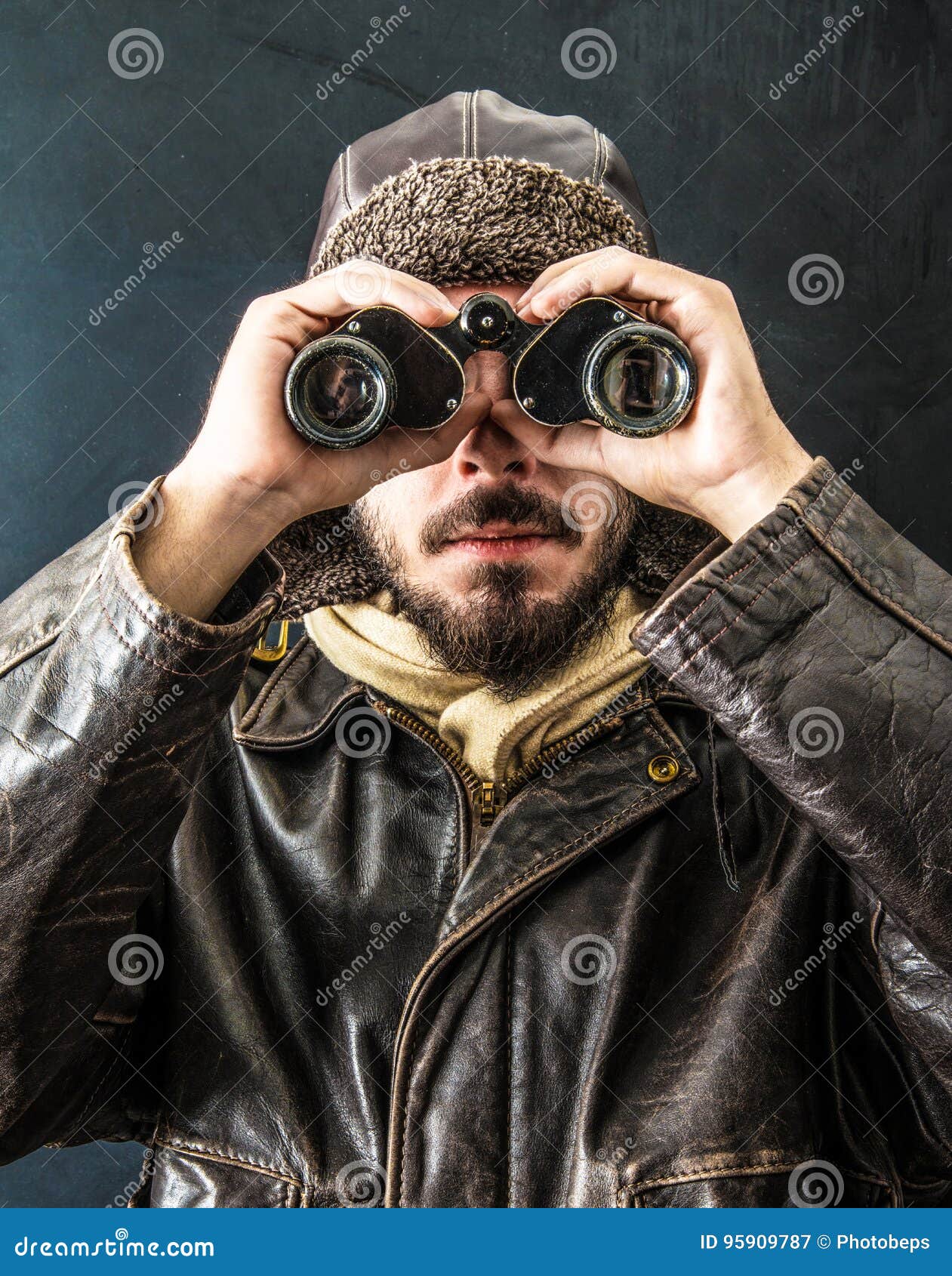 Aviator old stile stock image. Image of jacket, pilot - 95909787