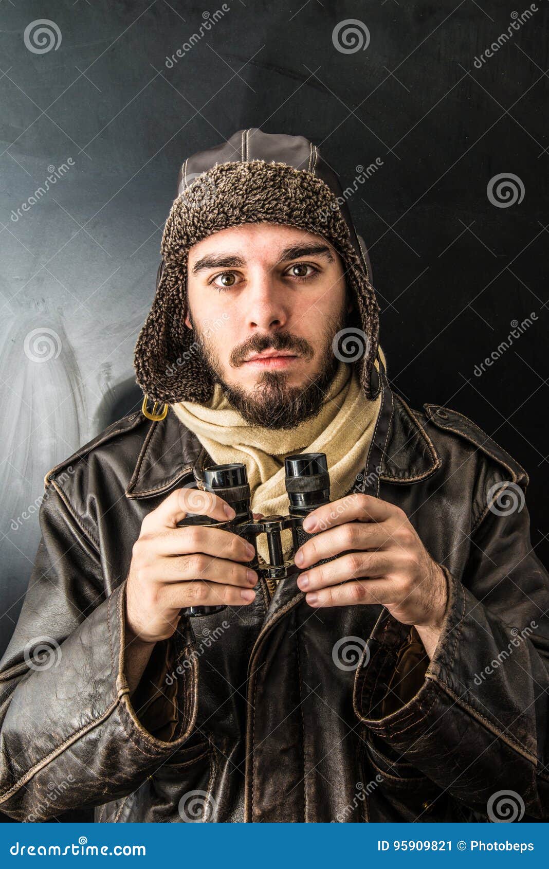 Aviator old stile stock image. Image of young, look, jacket - 95909821