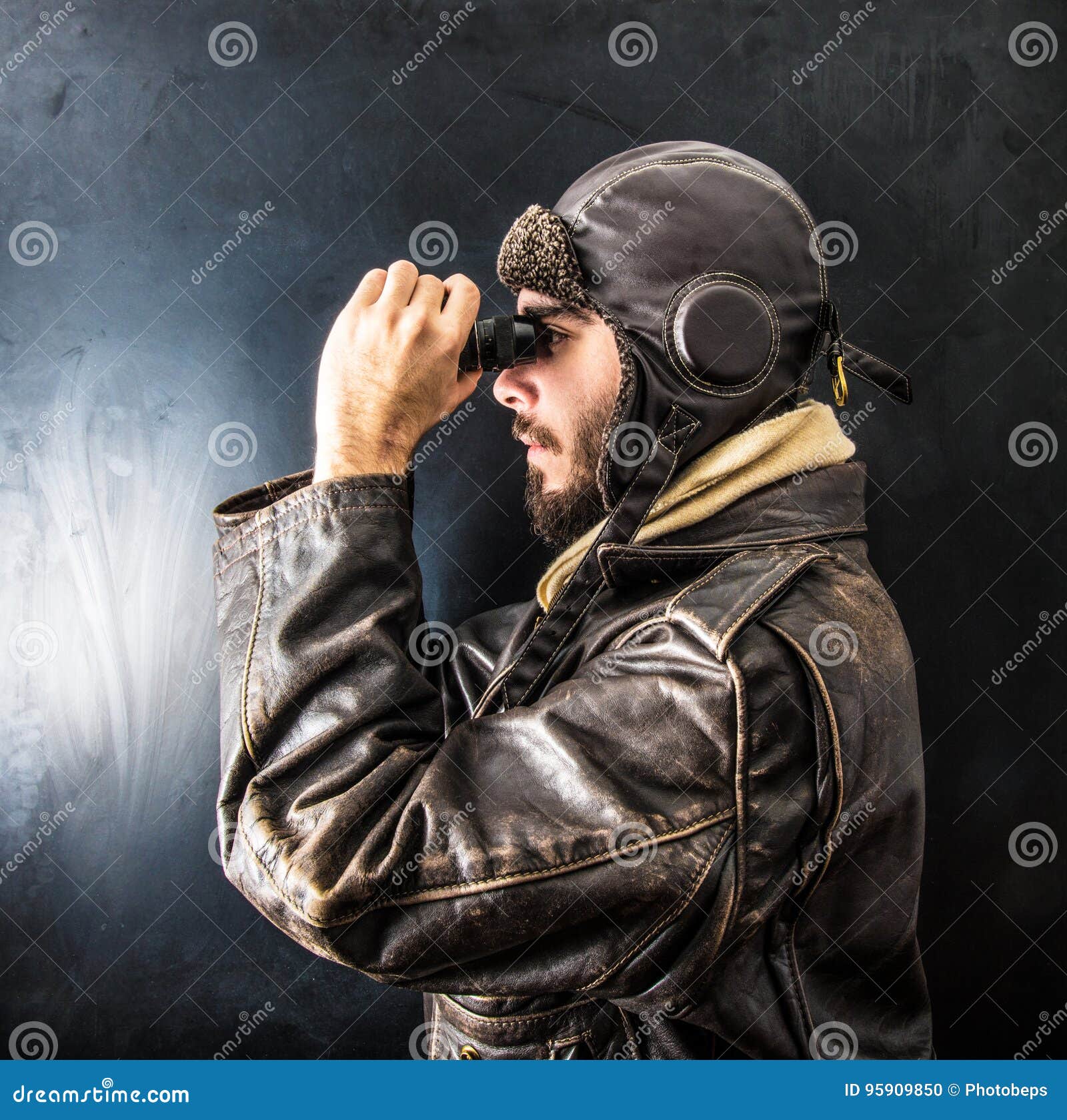Aviator old stile stock photo. Image of beard, glasses - 95909850