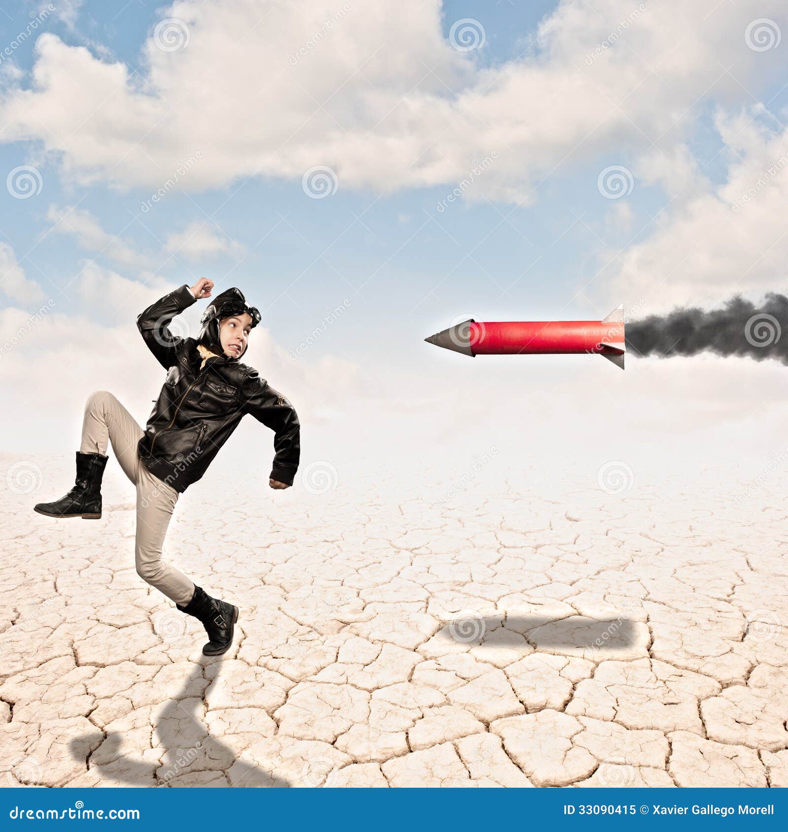 Aviator with a Rocket in Hot Pursuit Stock Image - Image of imagination ...