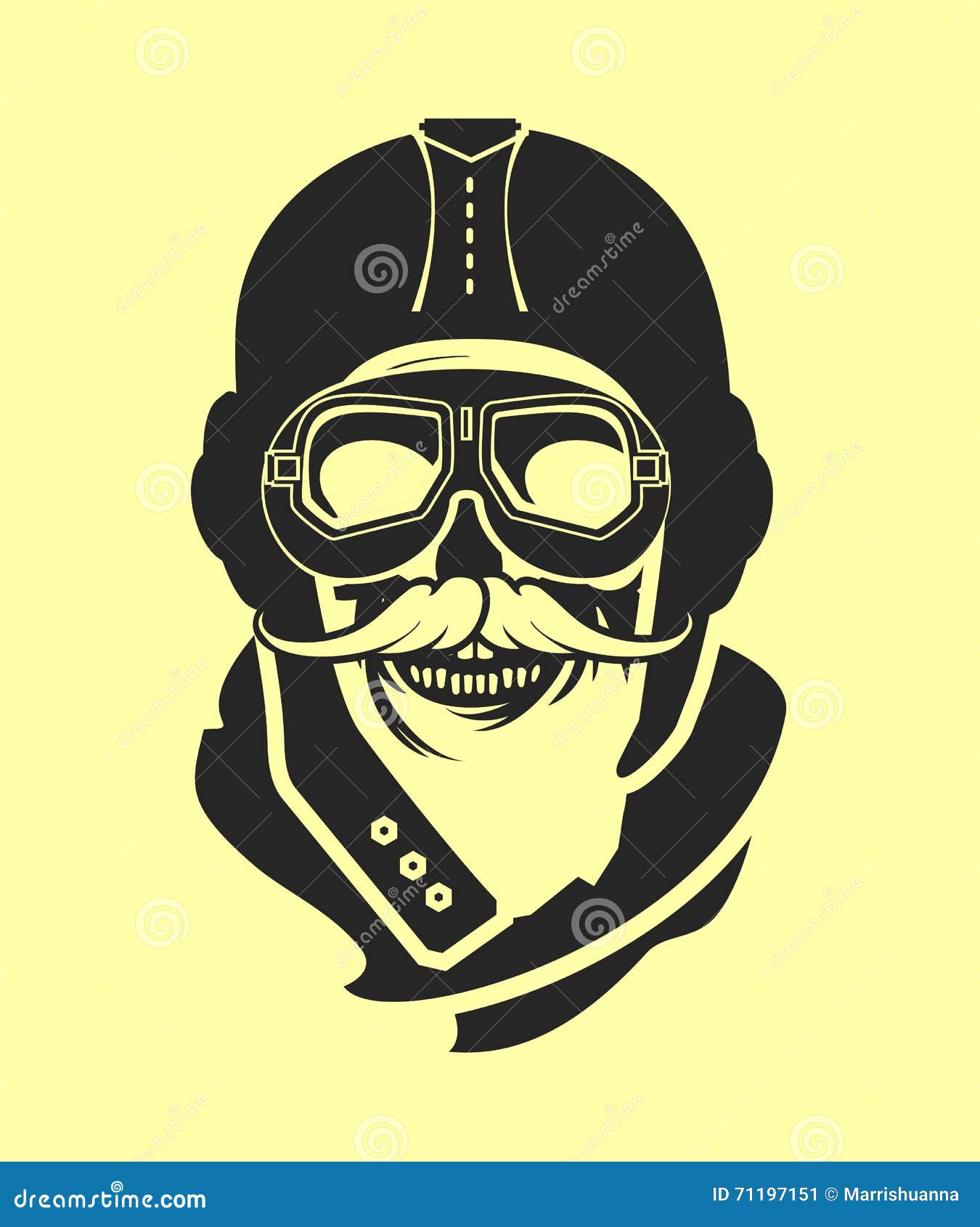 Aviator skull emblem stock vector. Illustration of horror - 71197151