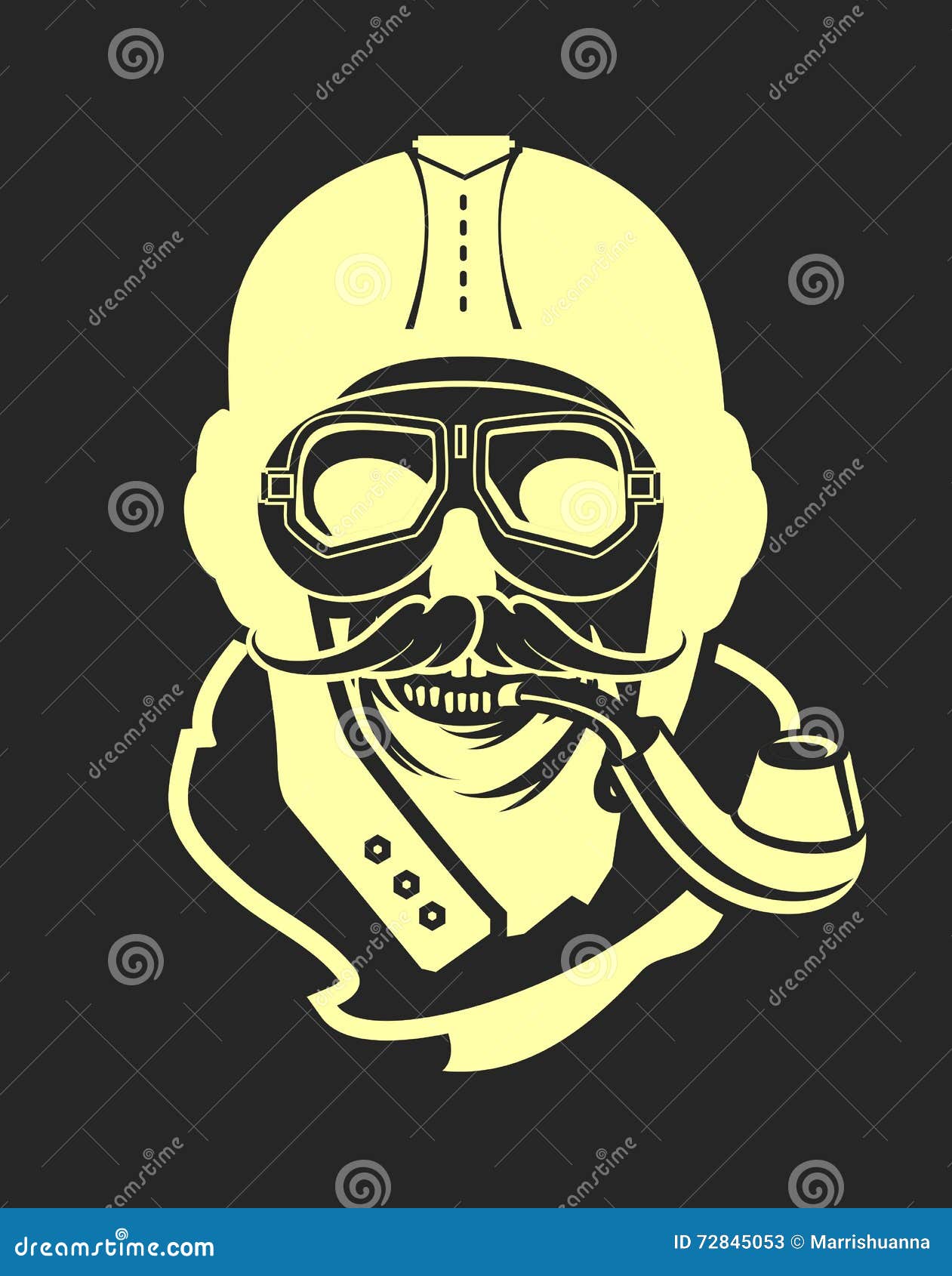 Aviator skull emblem stock vector. Illustration of adventure - 72845053