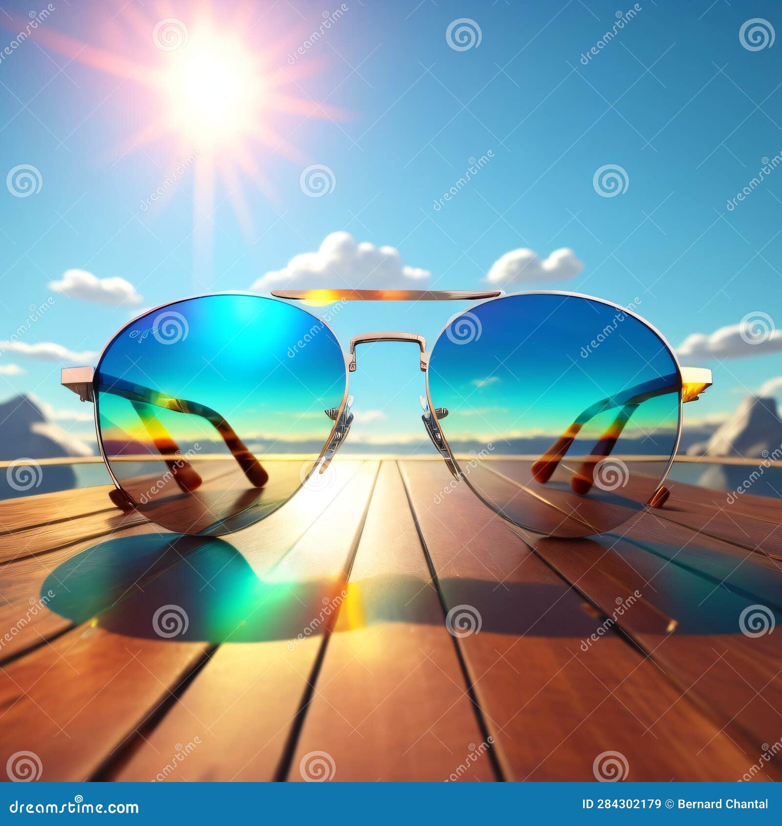 Aviator Sunglasses Sitting on Top of a Table. Made with Artificial ...