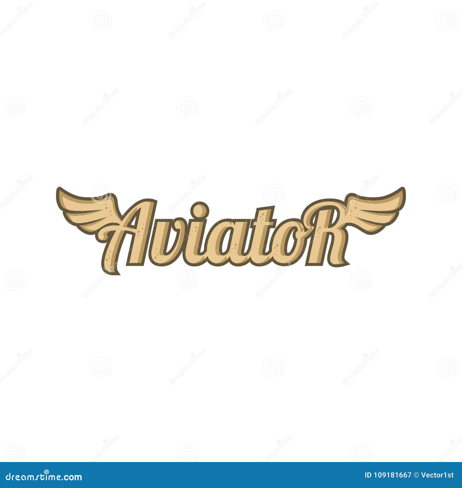 Aviator Text with Angel Bird Wing Stock Vector - Illustration of aerial ...