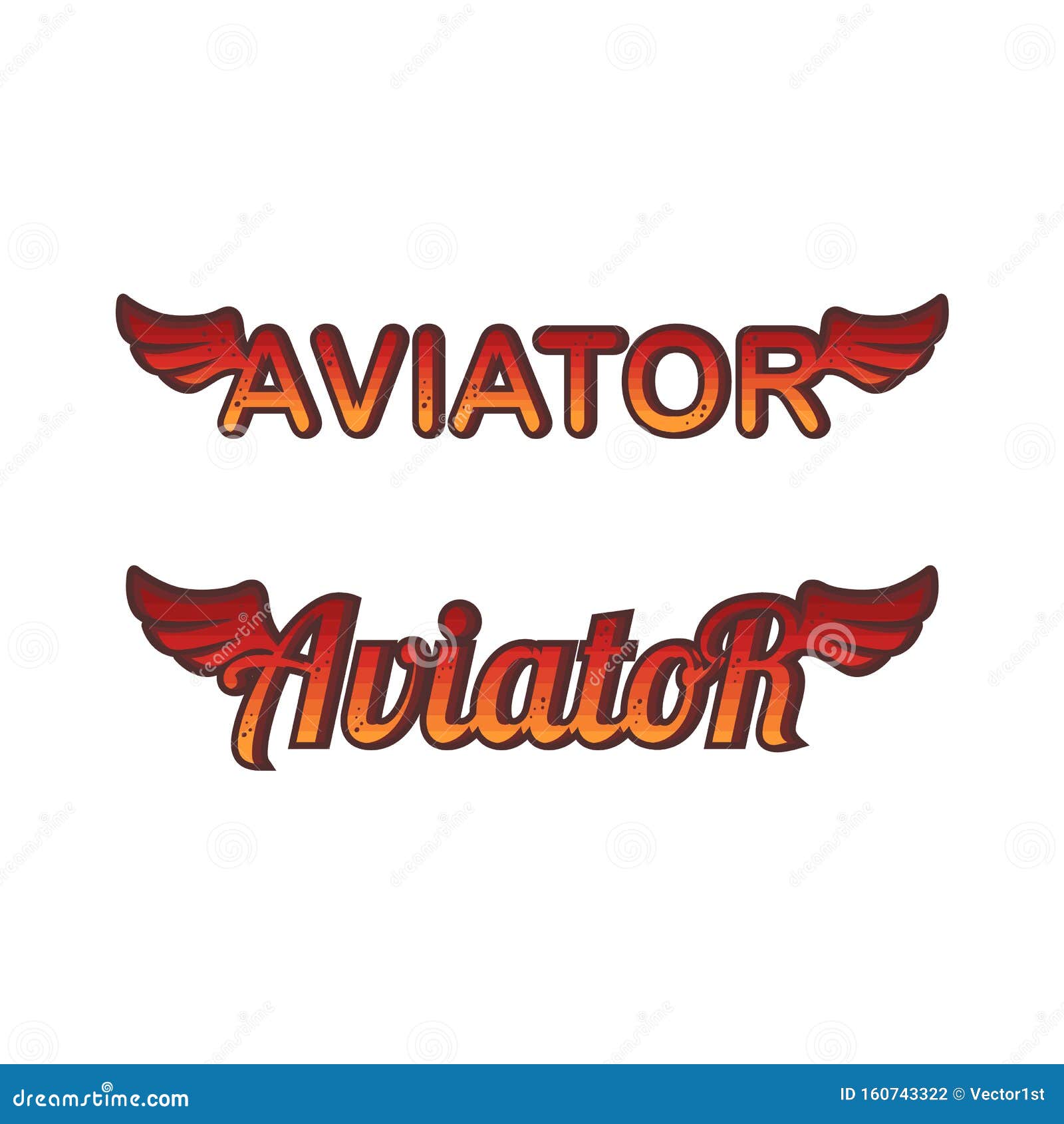 Aviator Text with Red Wing Set Vector Stock Illustration - Illustration ...