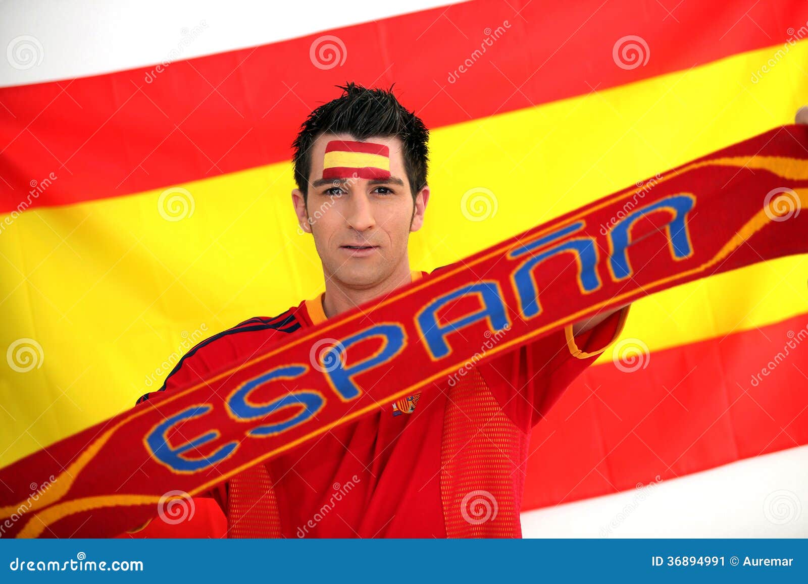 Avid Spain fan stock image. Image of front, match, looking - 36894991