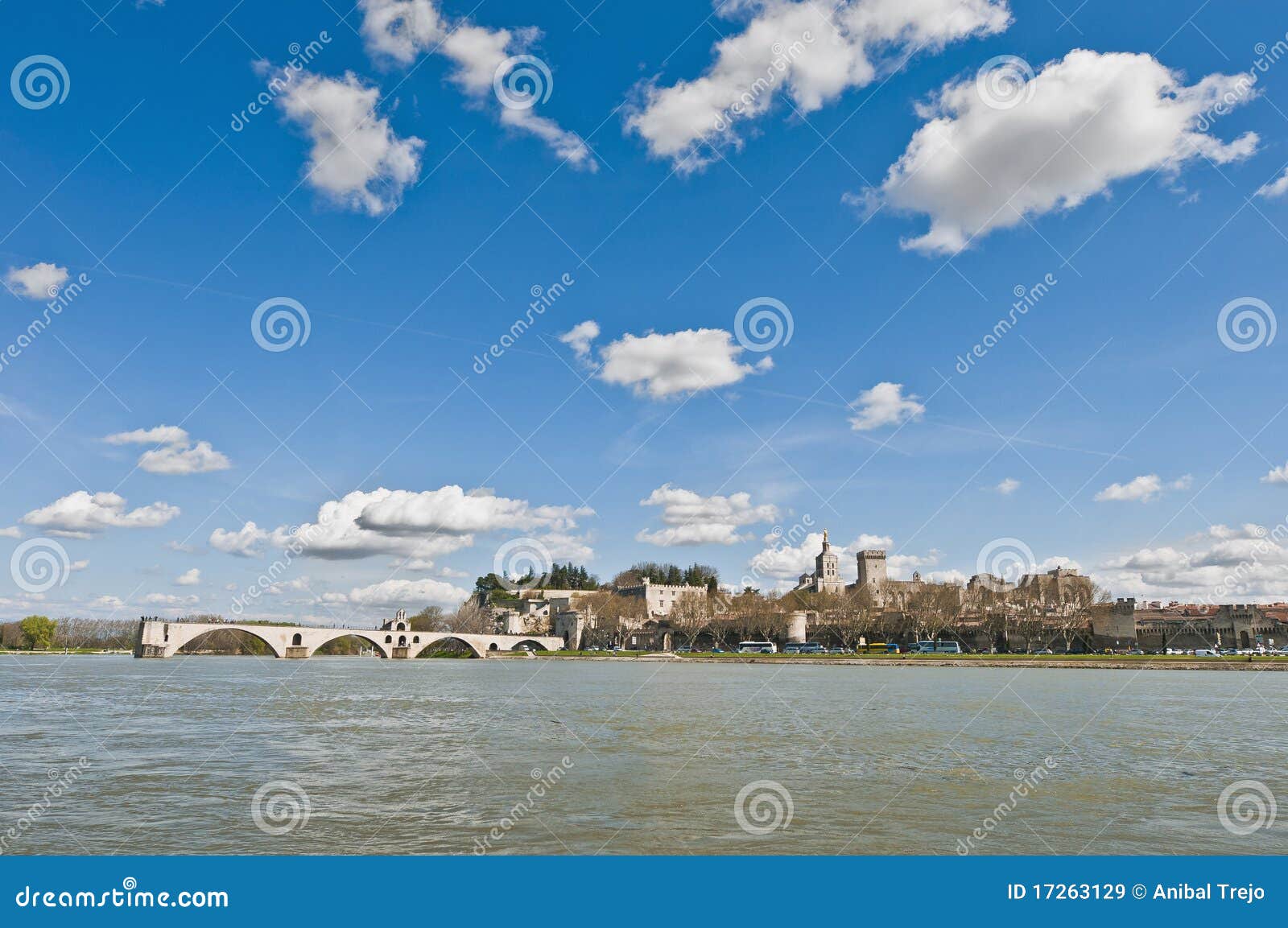 Avignon Across the Rhone River, France Stock Image - Image of provence ...
