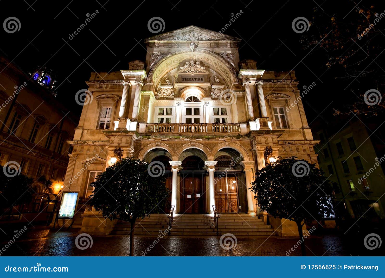 Avignon City Theater by Night Stock Image - Image of evening ...