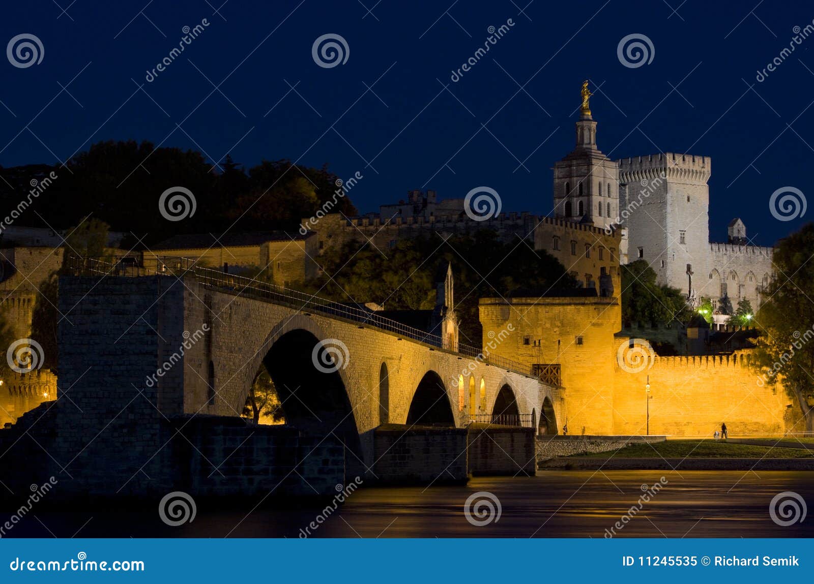 Avignon at night stock image. Image of castles, dark - 11245535