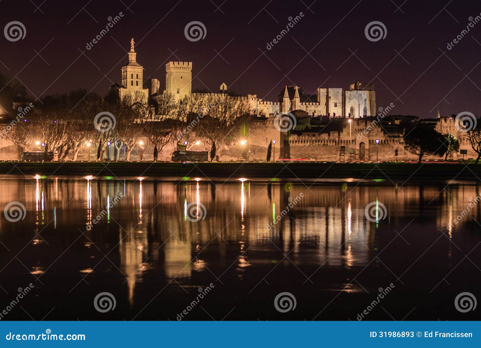 Avignon at night. stock image. Image of river, history - 31986893