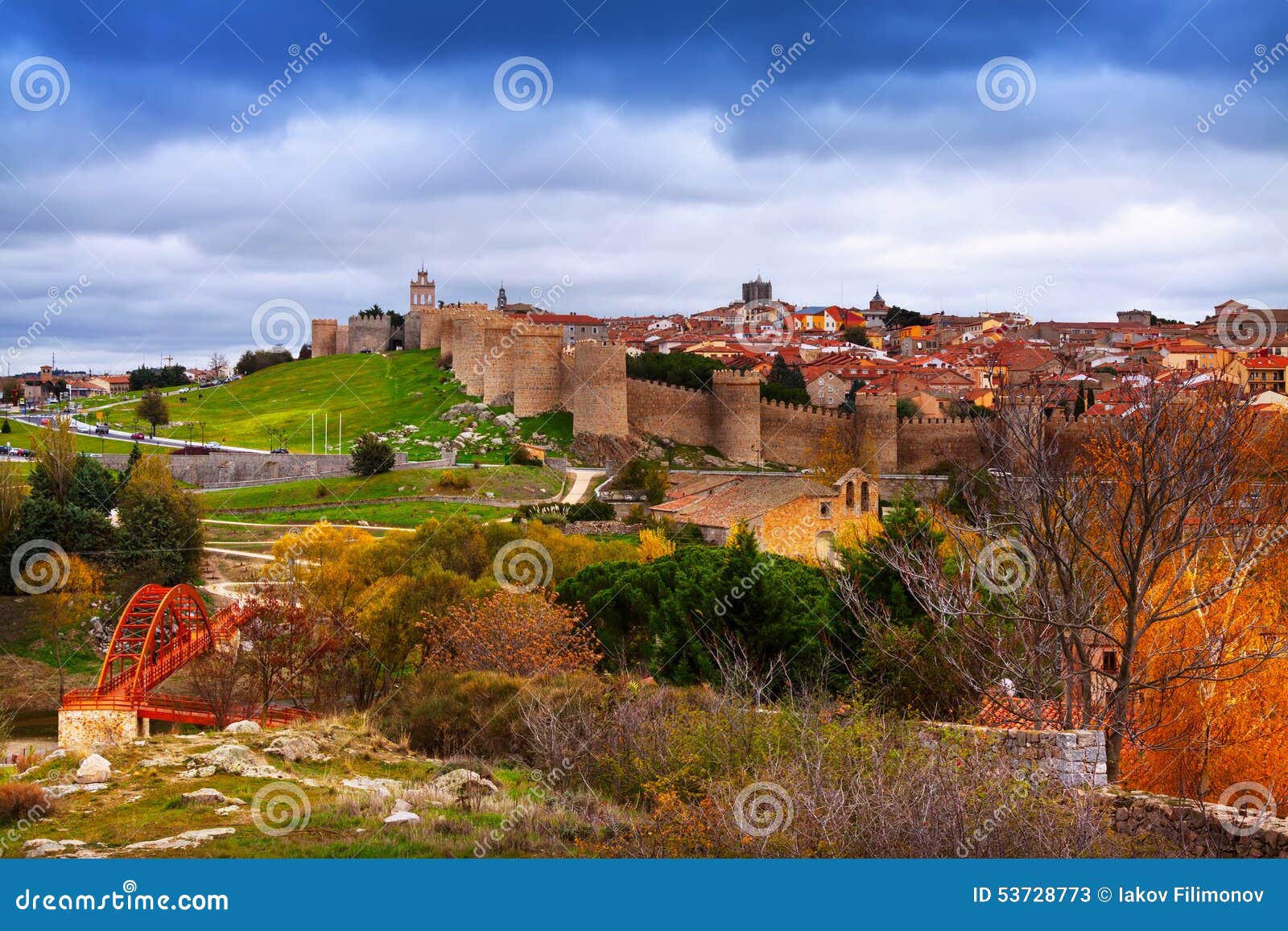 Avila in autumn. Spain stock image. Image of antique - 53728773