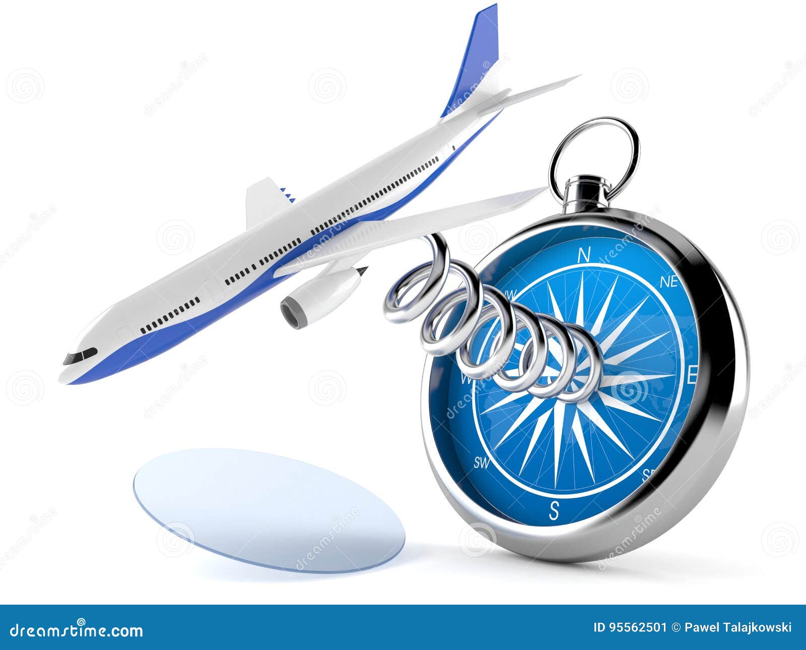 Avion avec la boussole illustration stock. Illustration du objet - 95562501