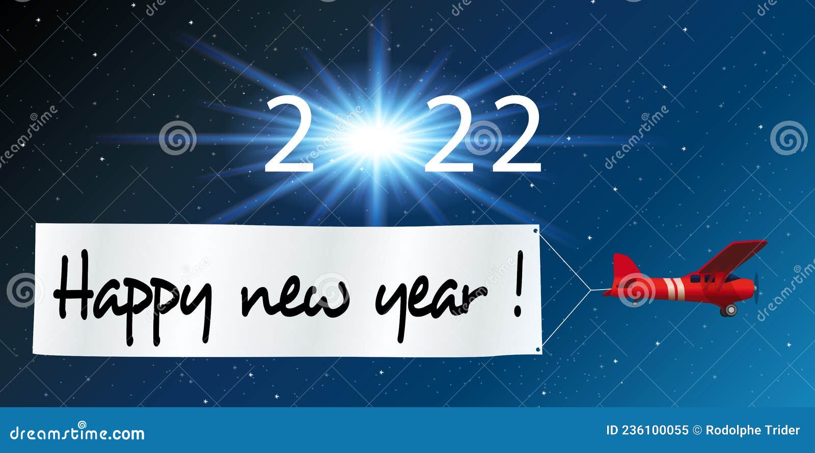 2022 Greeting Card with an Airplane Pulling a Banner To Wish a Happy ...