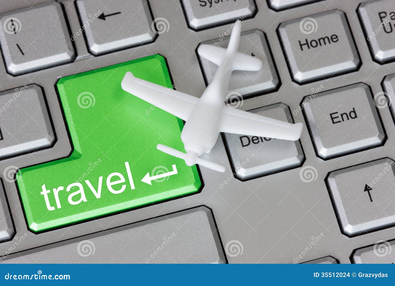 Avion Sur Le Clavier Avec Le Bouton De Voyage Photo stock - Image du ...
