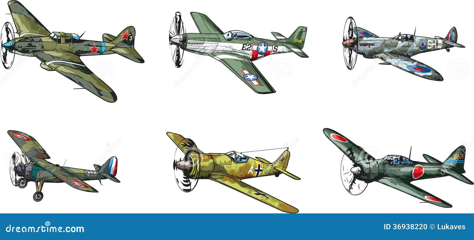 Aviones WW2 ilustración del vector. Ilustración de fondo - 36938220