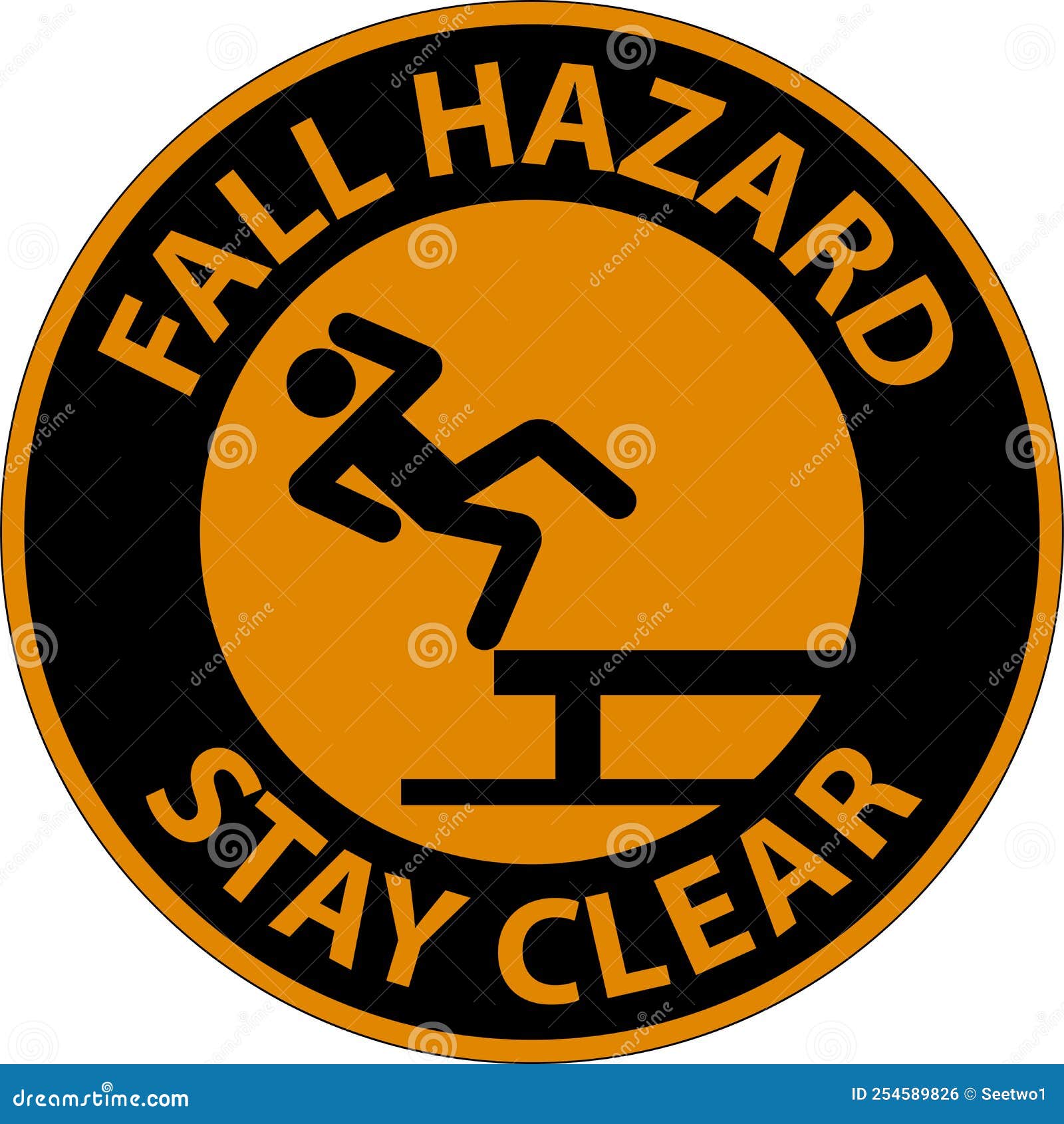 Aviso De Queda Perigo Permanecer Claro Sinal De Branco Ilustração do ...