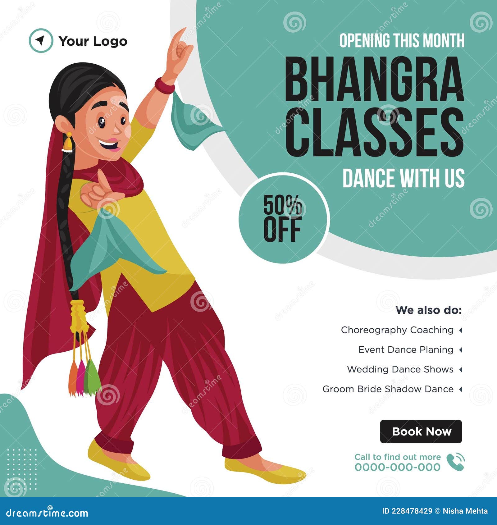 Bhangra Classes Bring Out The Punjabi In You Vector Mascot Logo ...