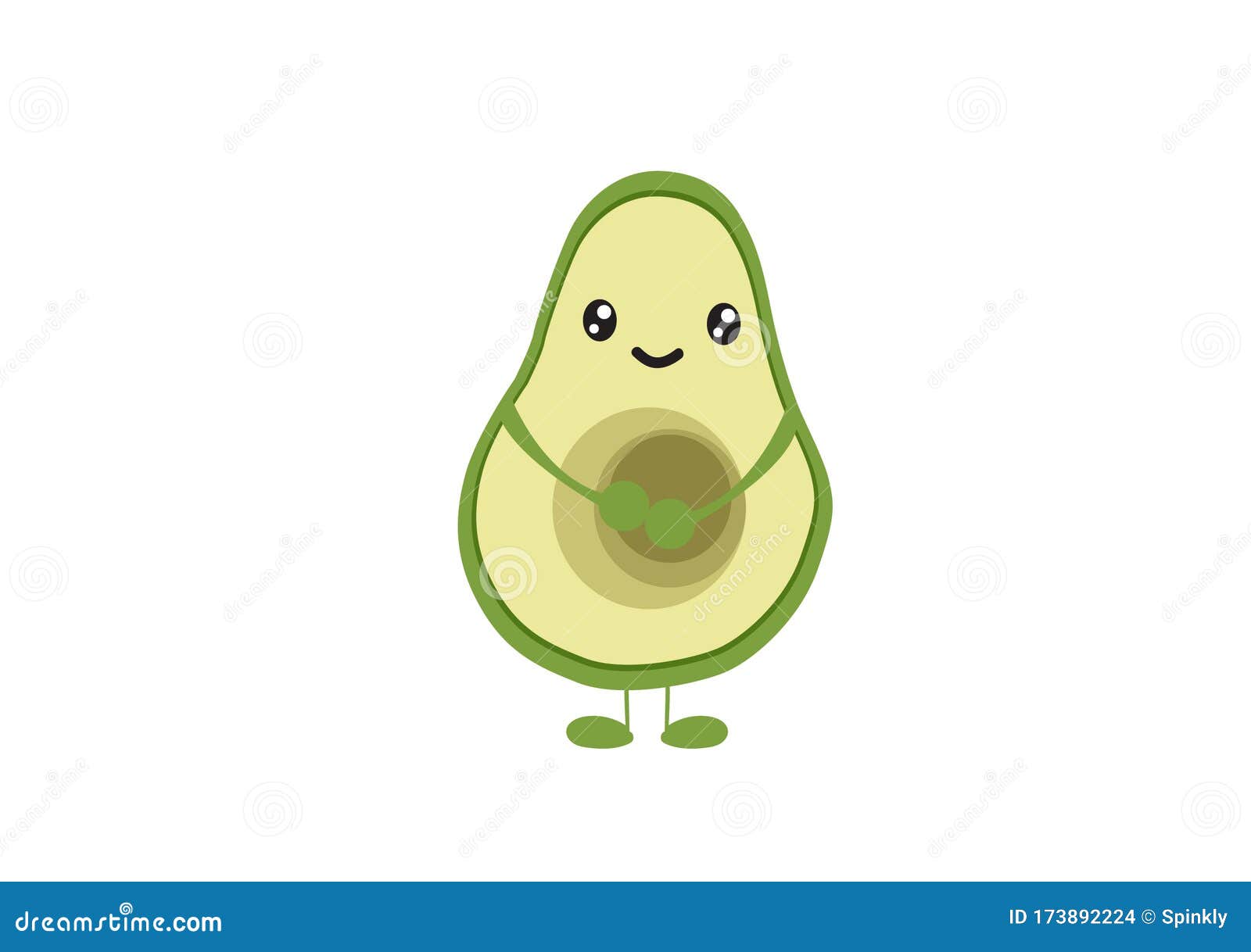 Avocado Cute Kawaii Mascot. Set Kawaii Food Faces Cartoon Vector ...