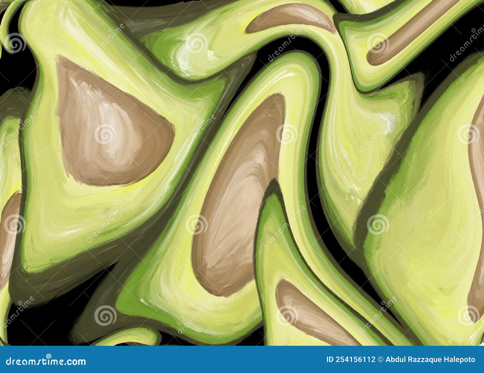 Avocado Abstract Fluid Modern Art Stock Illustration - Illustration of ...