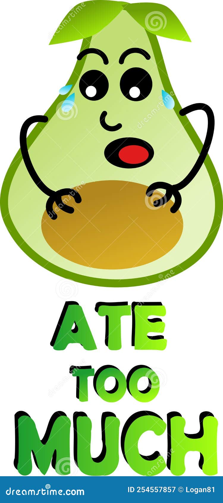 Avocado Ate Too Much. Funny Image Stock Vector - Illustration of vegan, fresh: 254557857
