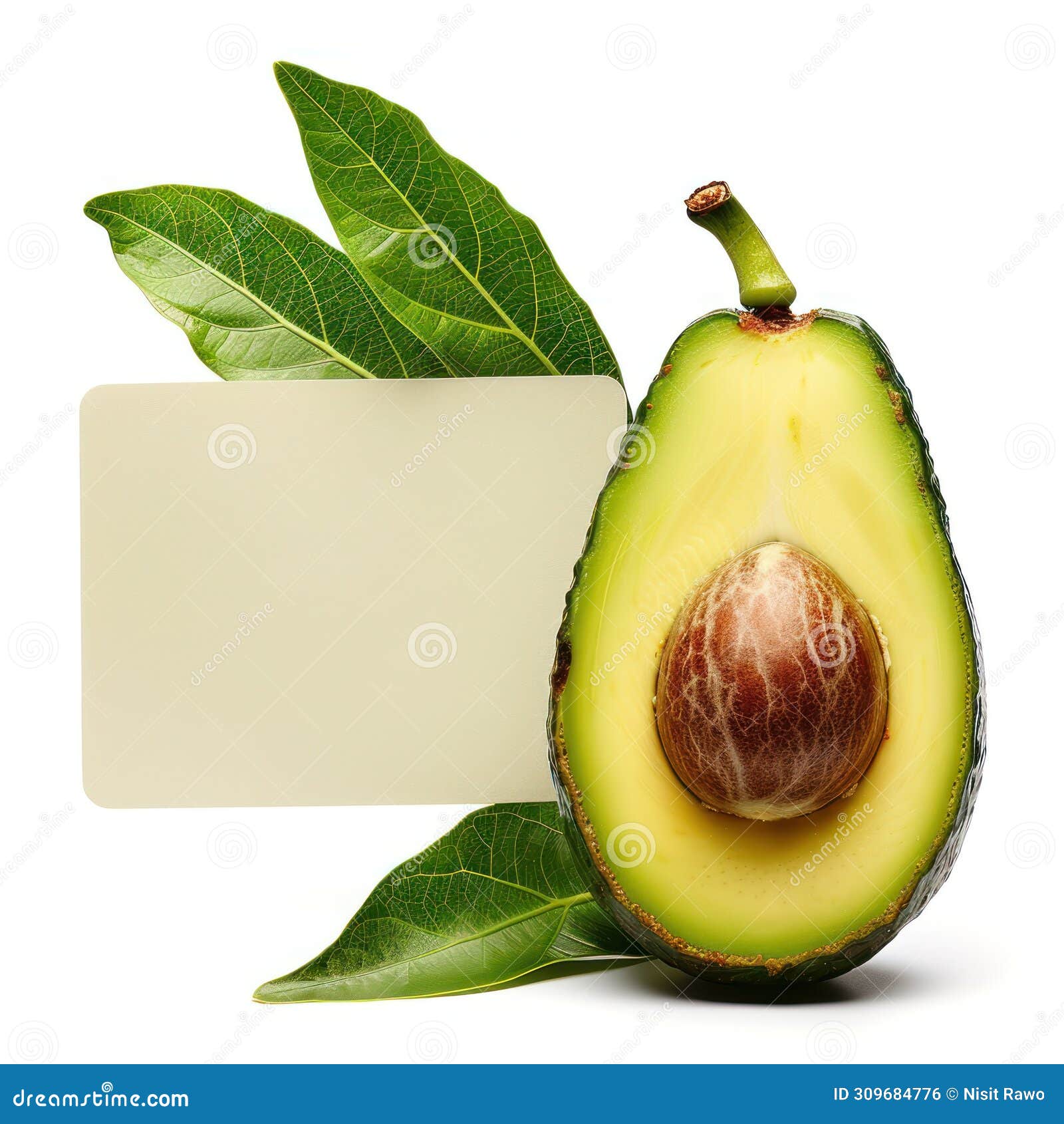 Avocado with a Blank Sign for Custom Text Stock Photo - Image of design ...