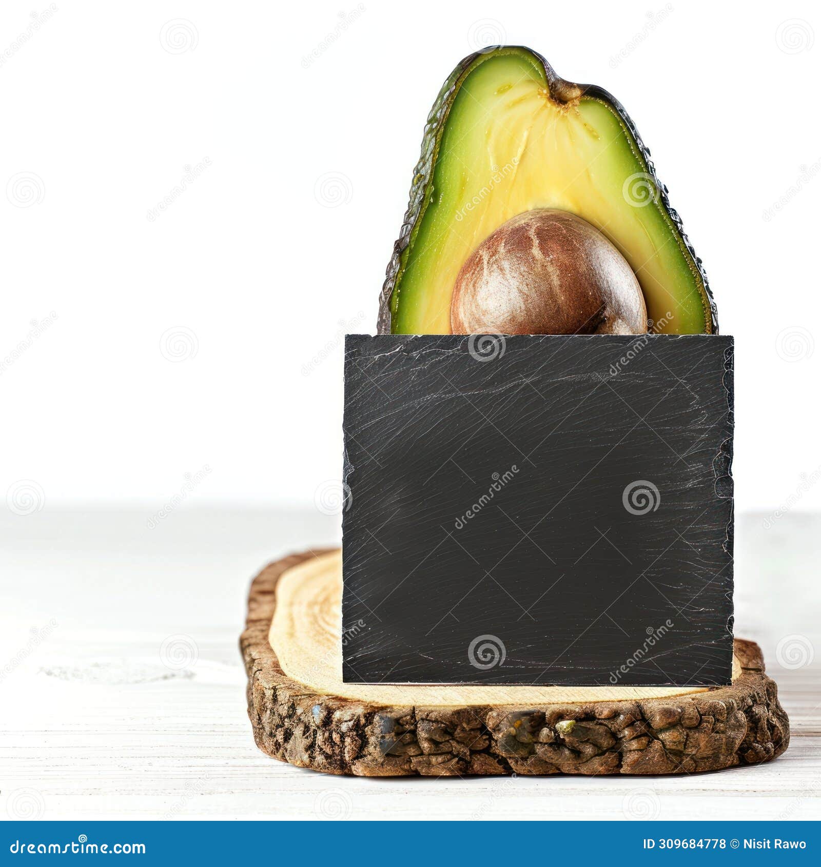 Avocado with a Blank Sign for Custom Text Stock Photo - Image of plaque ...
