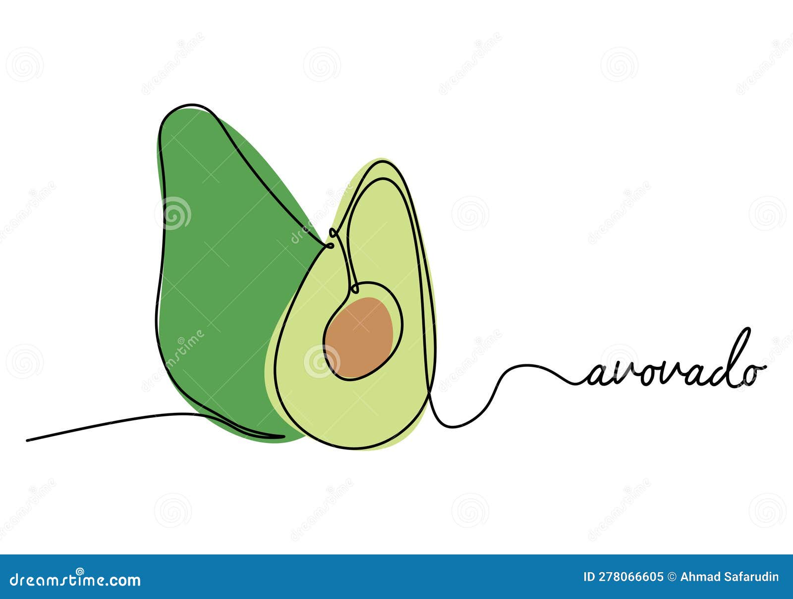Avocado Continuous One Line Drawing, Fruit Vector Illustration Stock ...