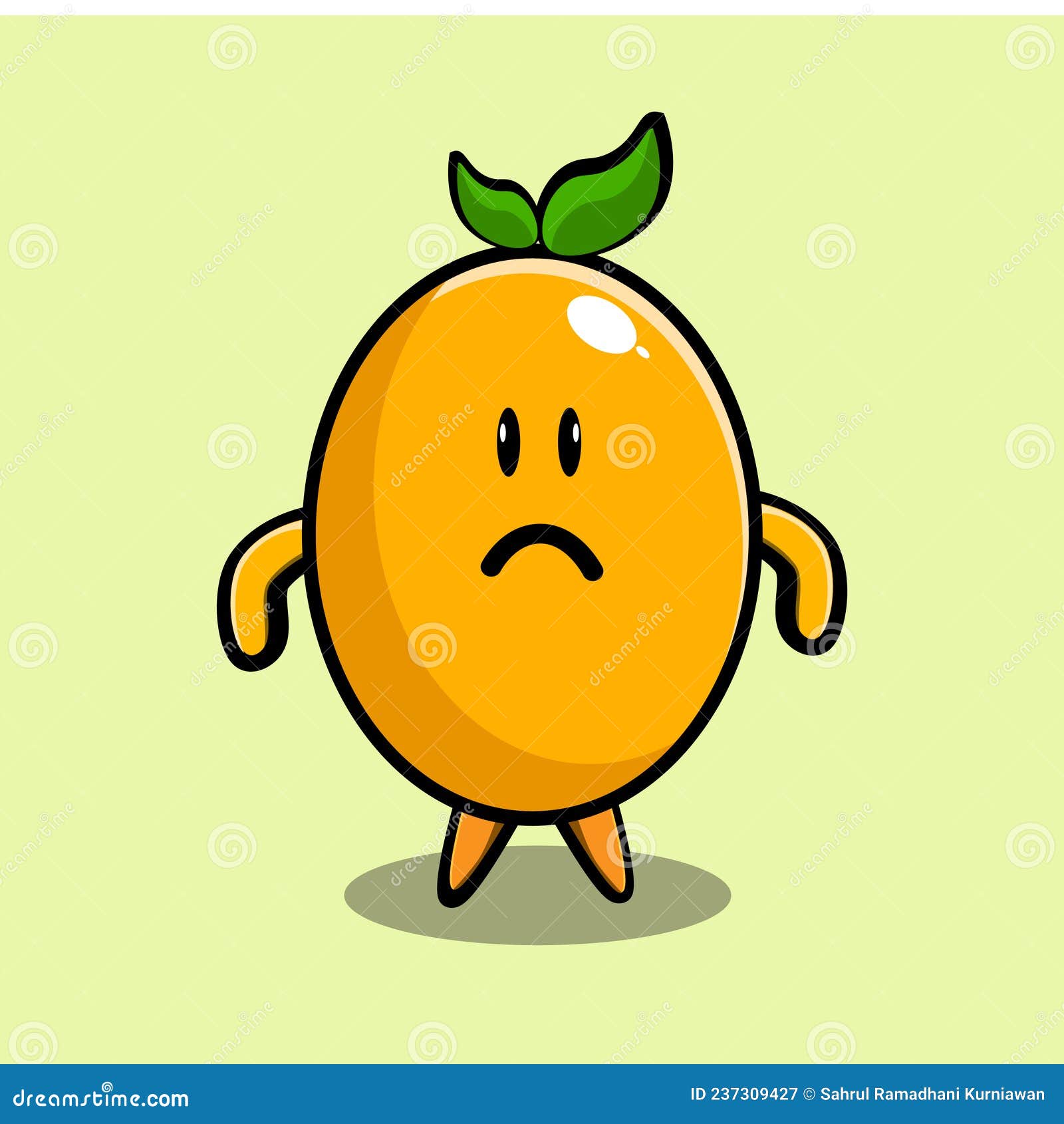 Orange Cute Character with Sad Emotion Stock Vector - Illustration of ...