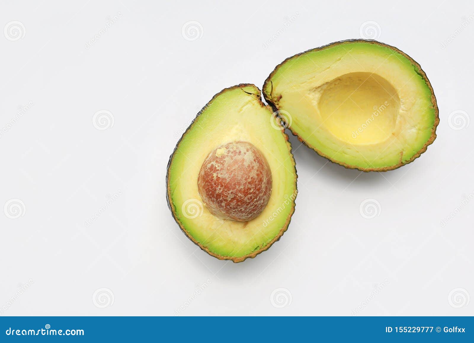 Avocado Cut in Half Isolated on White Background Stock Image - Image of ...